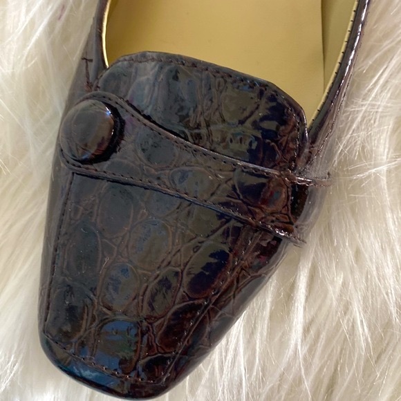 George | Shoes | Brown Loafer Style Heels With Alligator Look Vegan ...